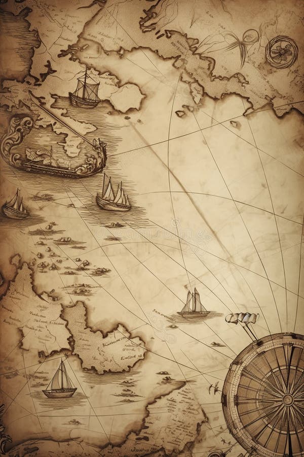 Illustration, Ancient Medieval Nautical Map, Ai Generative Stock ...