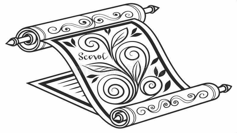 Ancient Rolled Up Scroll with Decorative Elements and Text Document ...