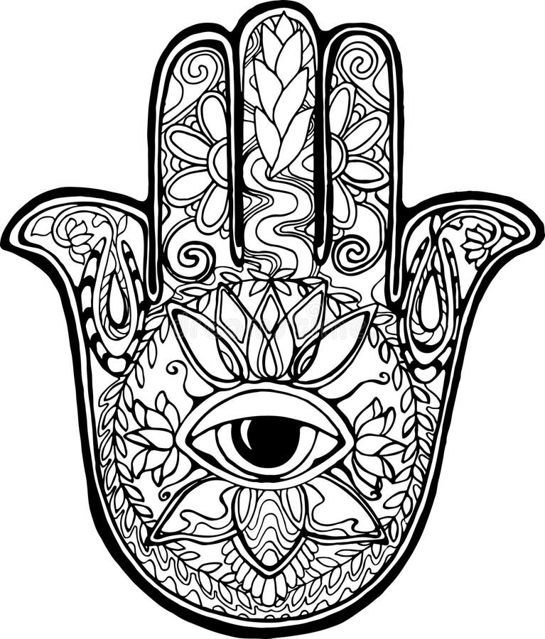 Hand drawn hamsa stock vector. Illustration of element - 53948618