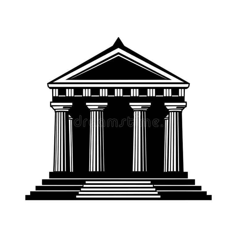 Illustration of an Ancient Temple with Columns and a Triangular ...