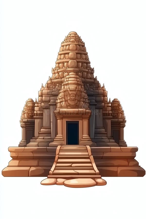Illustration of Angkor Wat 2d Cartoon Style, Isolated on White ...