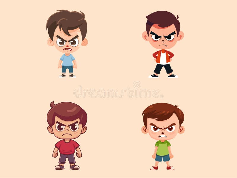 Illustration of Angry Boy stock vector. Illustration of depicted ...