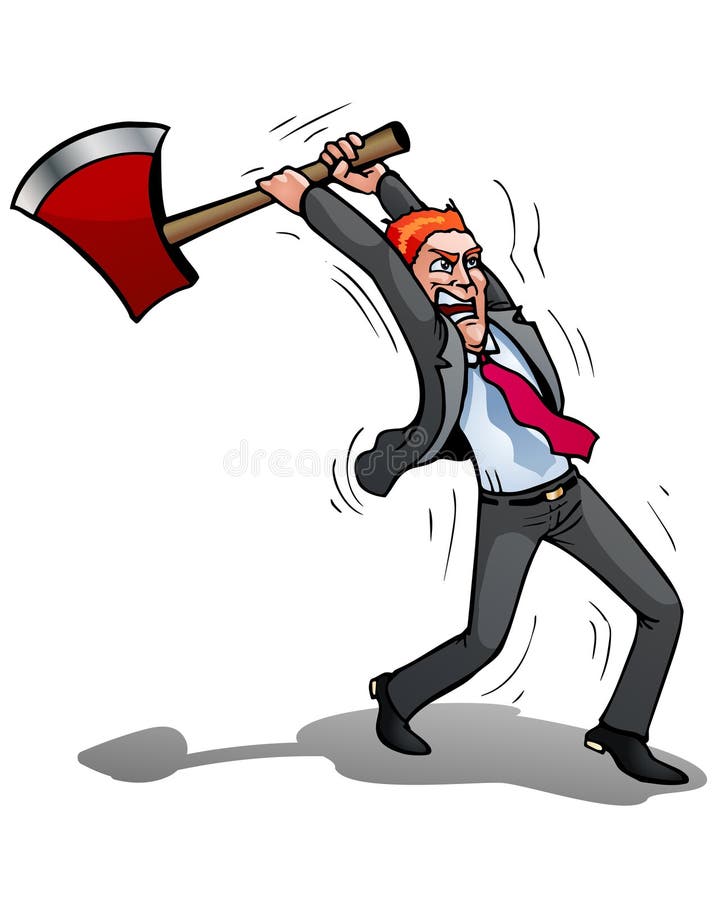 Illustration of a Angry Businessman Holding Axe Stock Vector ...