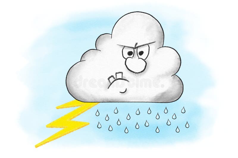 Illustration of Angry Cartoon Thunderstorm Cloud Stock Illustration ...