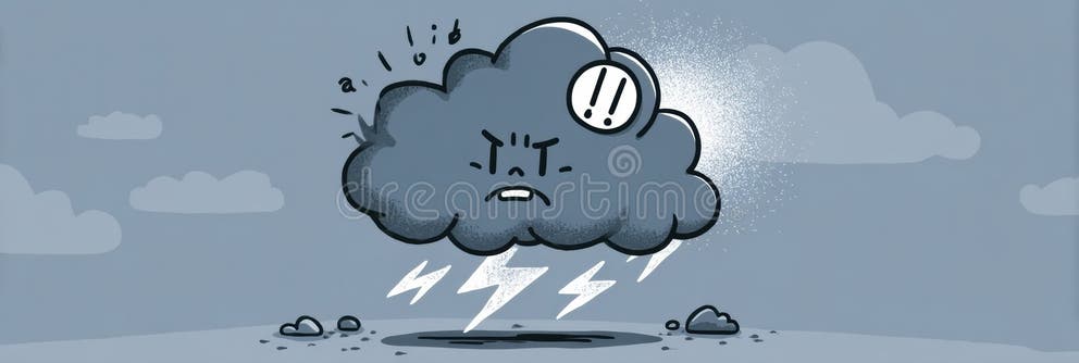 Illustration of an Angry Cloud Displaying Lightning and an Error Code ...