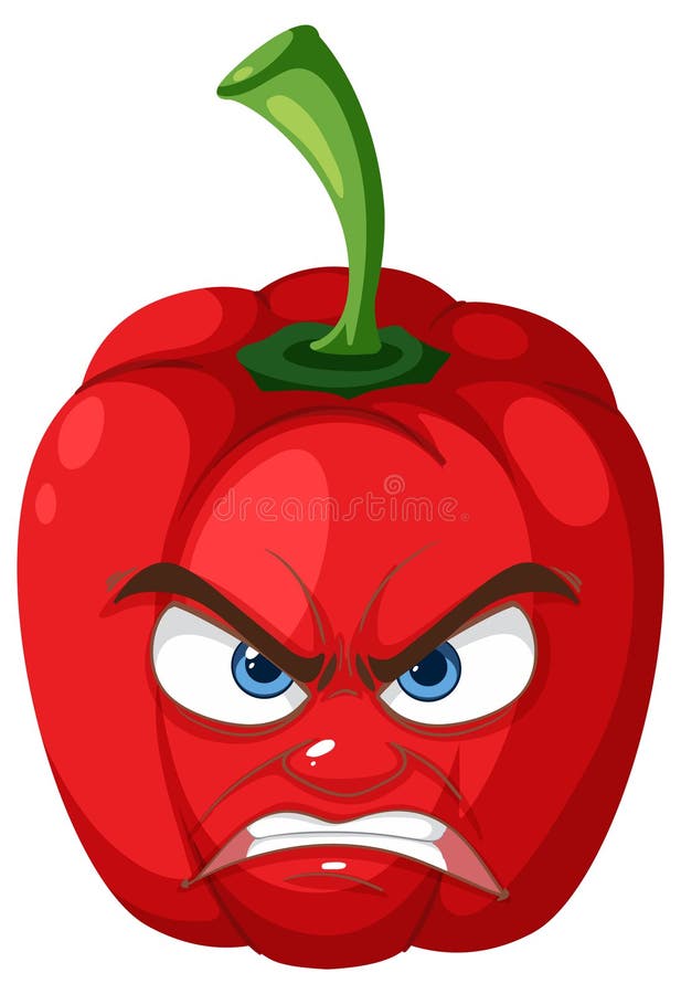An angry red bell pepper stock vector. Illustration of cartoon - 326073388