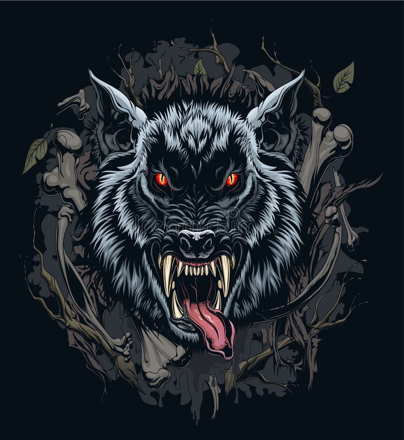 Werewolf Head Illustration with Background Stock Vector - Illustration ...