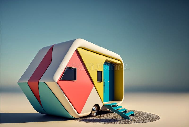 Angular Oblique Caravan Trailer, Generative Ai Stock Illustration ...