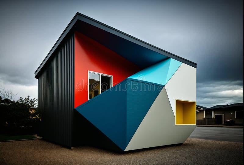 Angular Oblique House Architecture, Generative Ai Stock Illustration ...