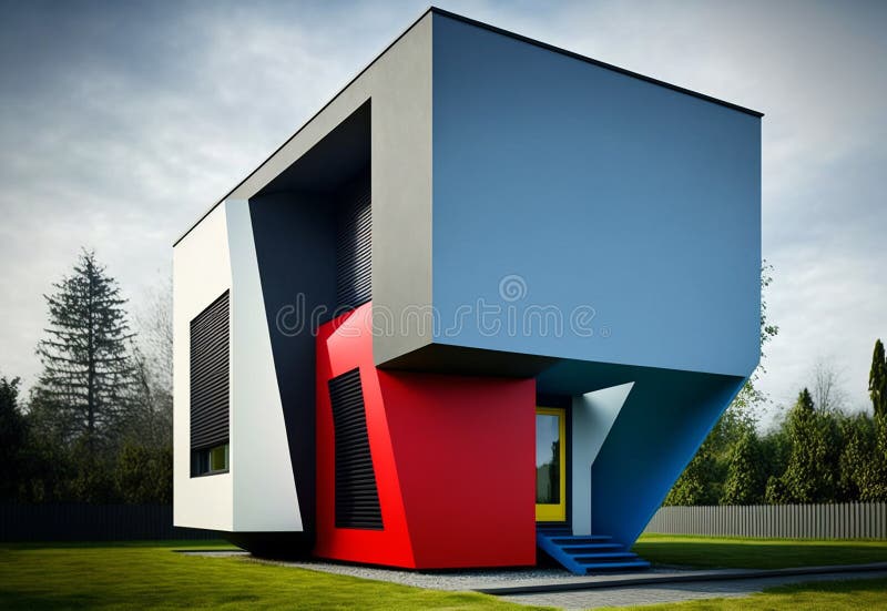 Angular Oblique House Architecture, Generative Ai Stock Illustration ...