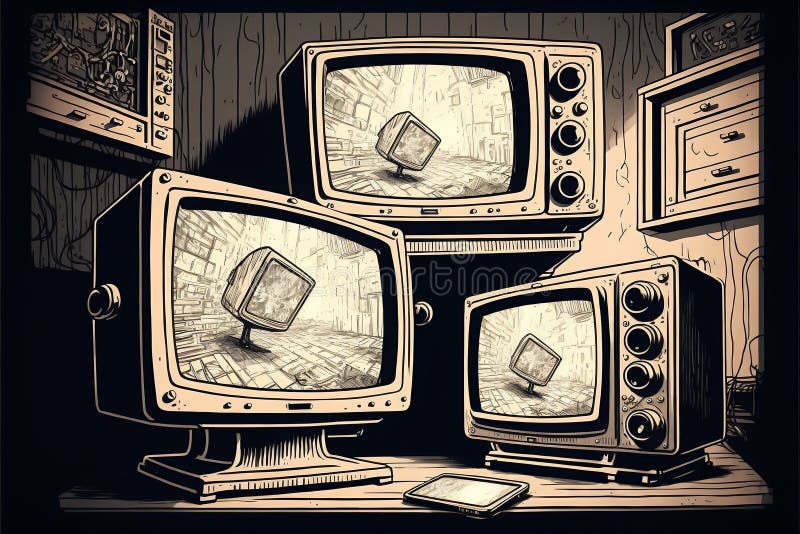 Animated Retro Televisions with Static and Glitches, Digital ...