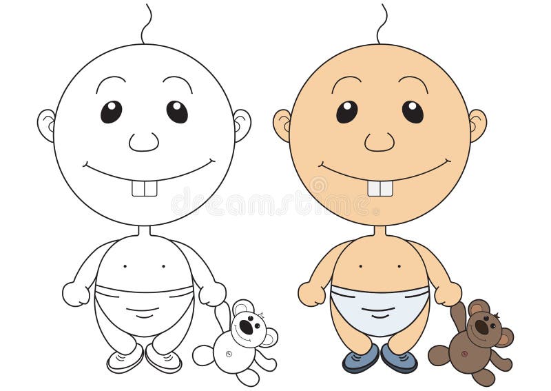 Illustration of the Animation Pretty Boy with a Bear Toy Stock Vector ...