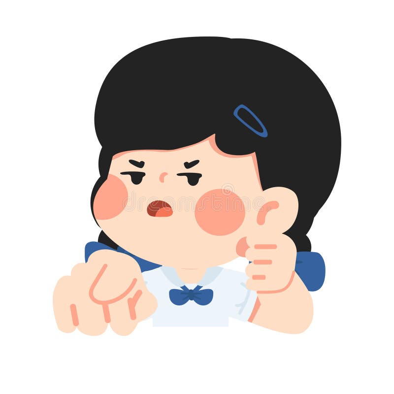 Illustration of an Annoyed Girl Pointing Stock Vector - Illustration of ...