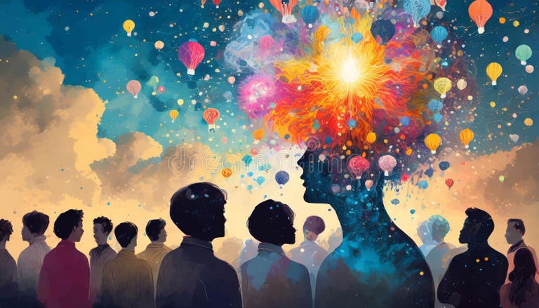 Illustration of Annual Collective Mind Concept Art: Exploding Mind ...