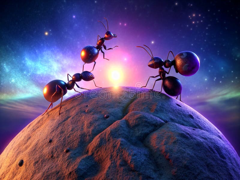 Illustration of an Ant on a Blue Background. 3d Rendering AI Generated ...