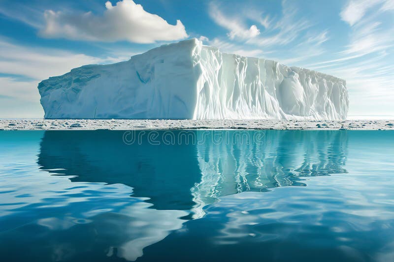 Antarctic Iceberg with Reflection in the Water Stock Illustration ...