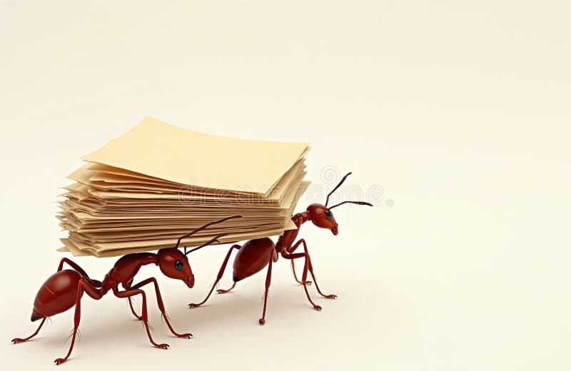 Illustration of Ants Carrying Stack of Papers. Teamwork, Cooperation ...