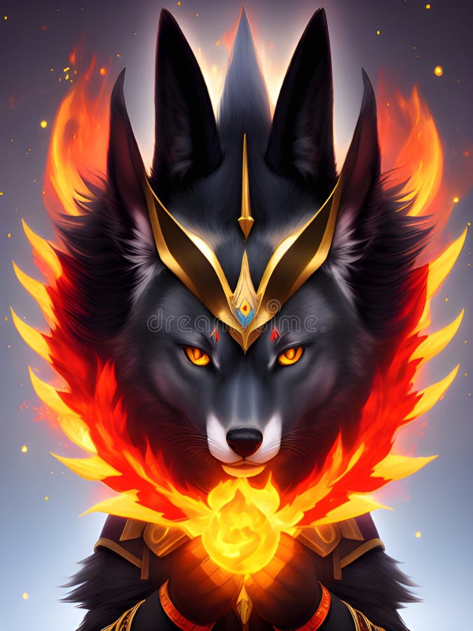 Illustration of Anubis Monster with Fire , Ai Generated Stock ...