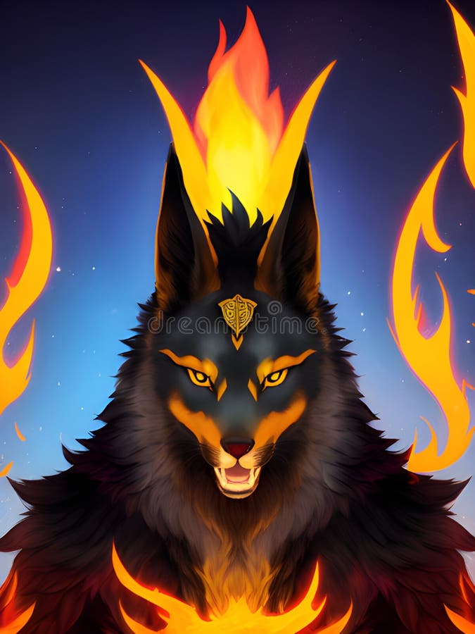 Illustration of Anubis Monster with Fire , Ai Generated Stock ...