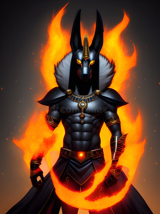 Illustration of Anubis Monster with Fire , Ai Generated Stock ...