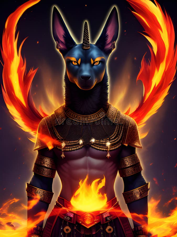 Illustration of Anubis Monster with Fire , Ai Generated Stock ...