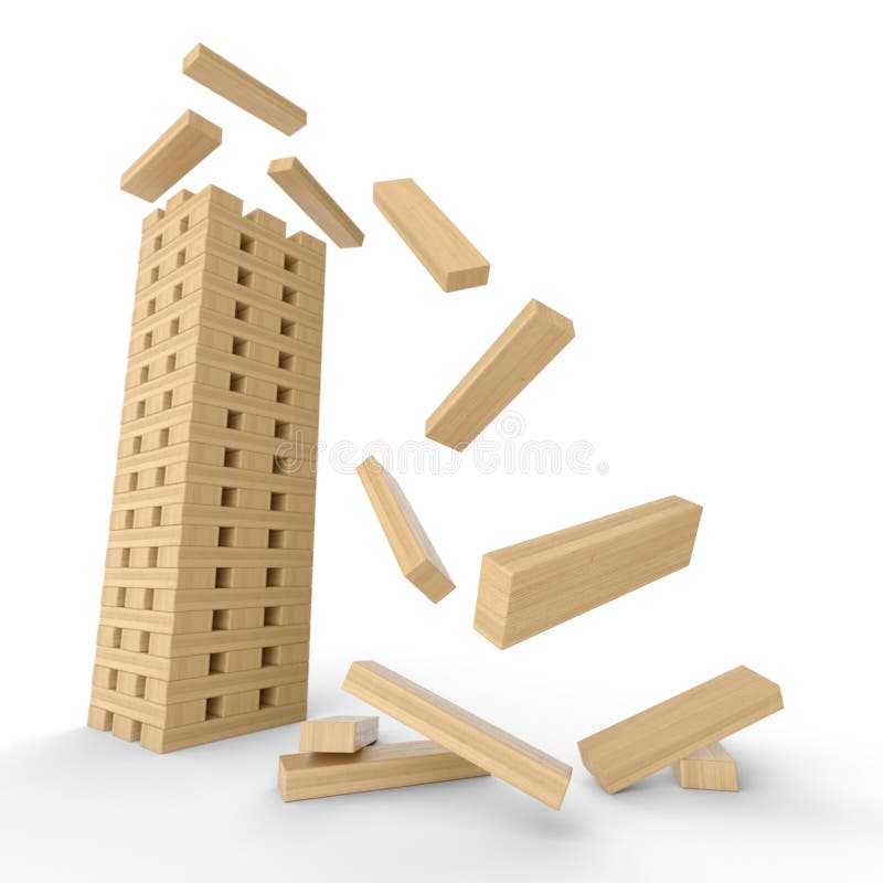 Building Blocks Falling Over Falling Toy Building Blocks Stock Video