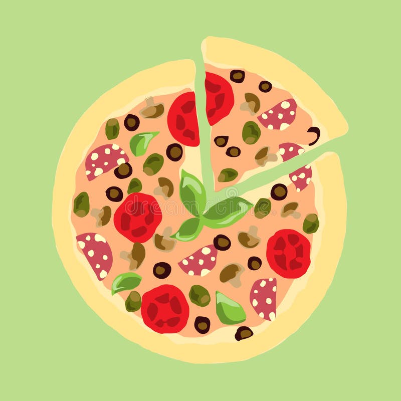 Illustration. Appetizing Pizza Vintage Drawing . Stock Vector ...