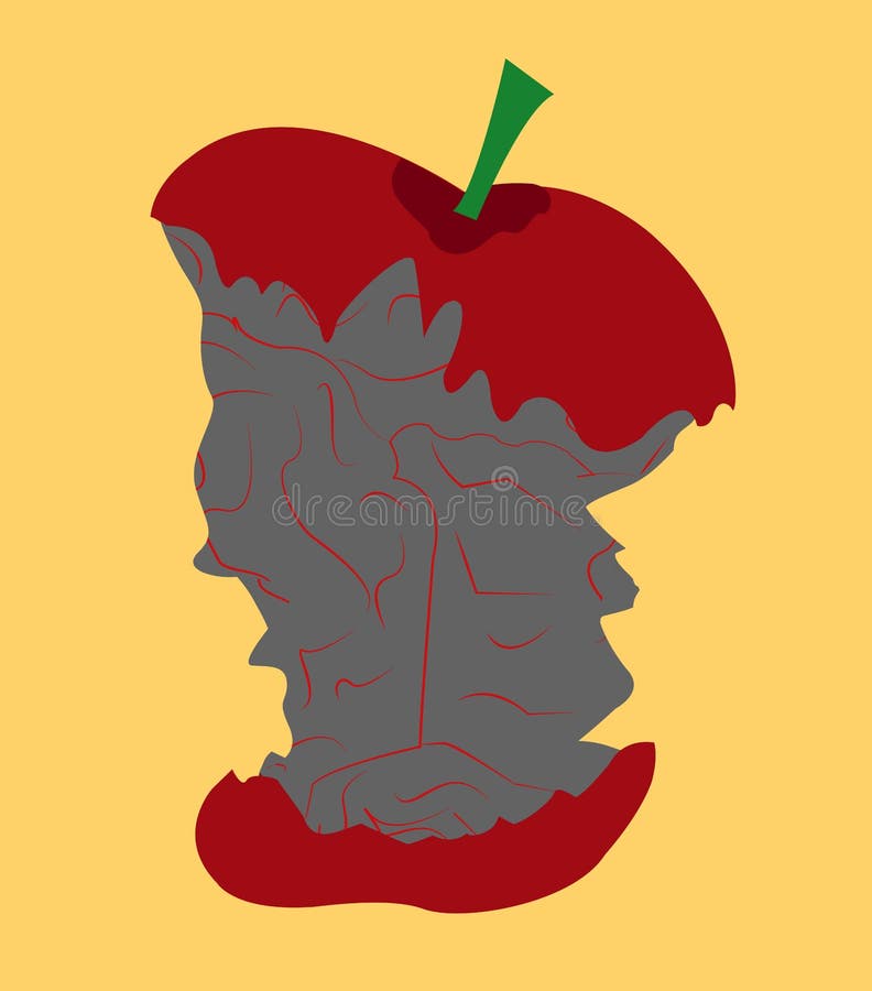 Illustration of an Apple Brain Eaten Stock Illustration - Illustration ...