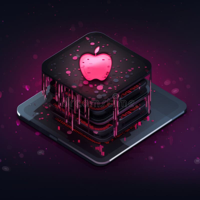 An Illustration of an Apple on Top of a Stack of Black and Pink Blocks ...