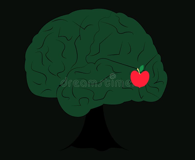 Illustration of an Apple Tree with One Apple Stock Illustration ...