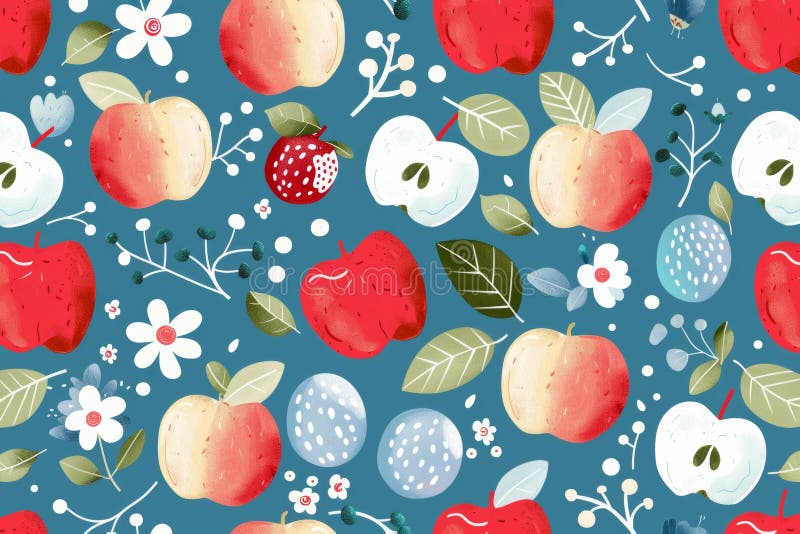 An Illustration of Apples and Berries in a Flat Design Style with a ...