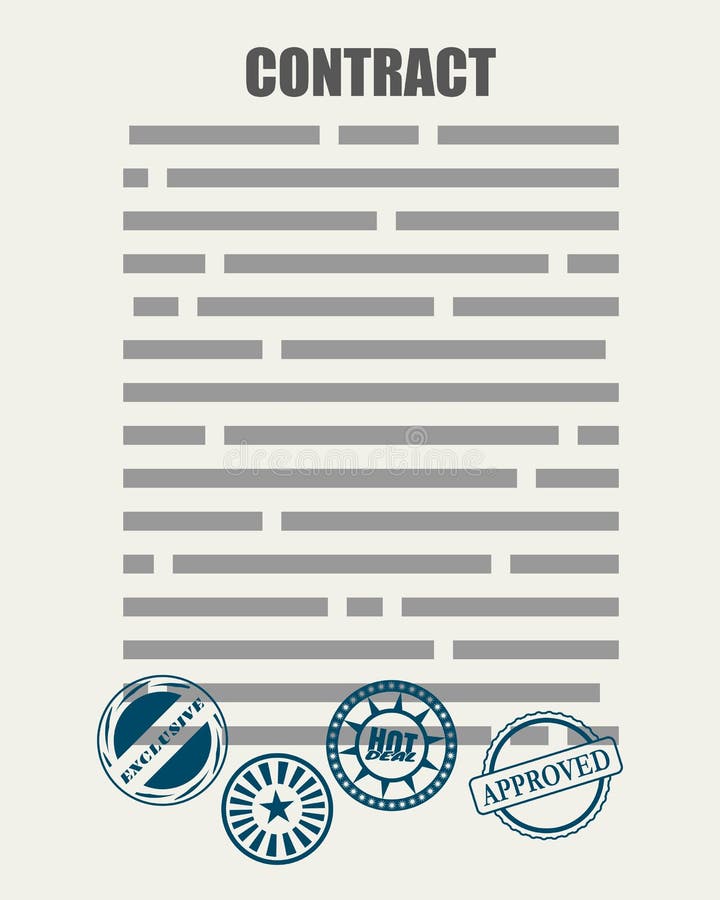 Contract with stamp stock vector. Illustration of documentation - 143988904