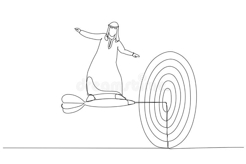 Illustration of Arab Businessman with Briefcase Standing on Dart To ... Illustration of Arab Businessman with Briefcase Standing on Dart To ...