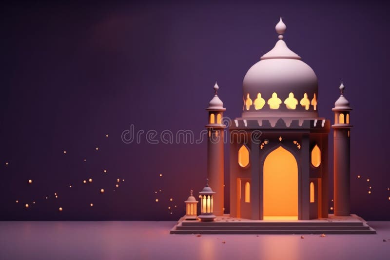 An Illustration of an Arab Mosque Night. 3d Composition. Ramadan. Stock ...