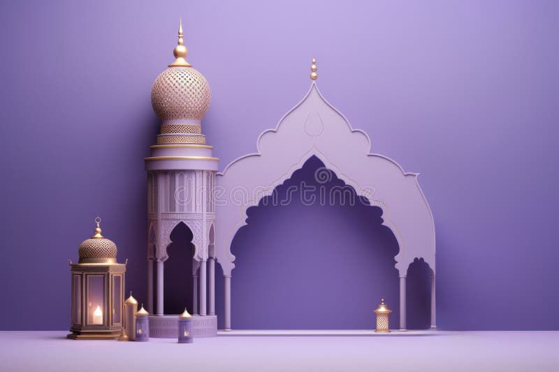 An Illustration of an Arab Mosque Night. 3d Composition. Ramadan. Stock ...