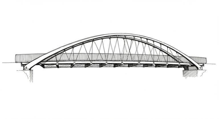 Illustration of an Arch Bridge Features a Single, Large Arched Support ...
