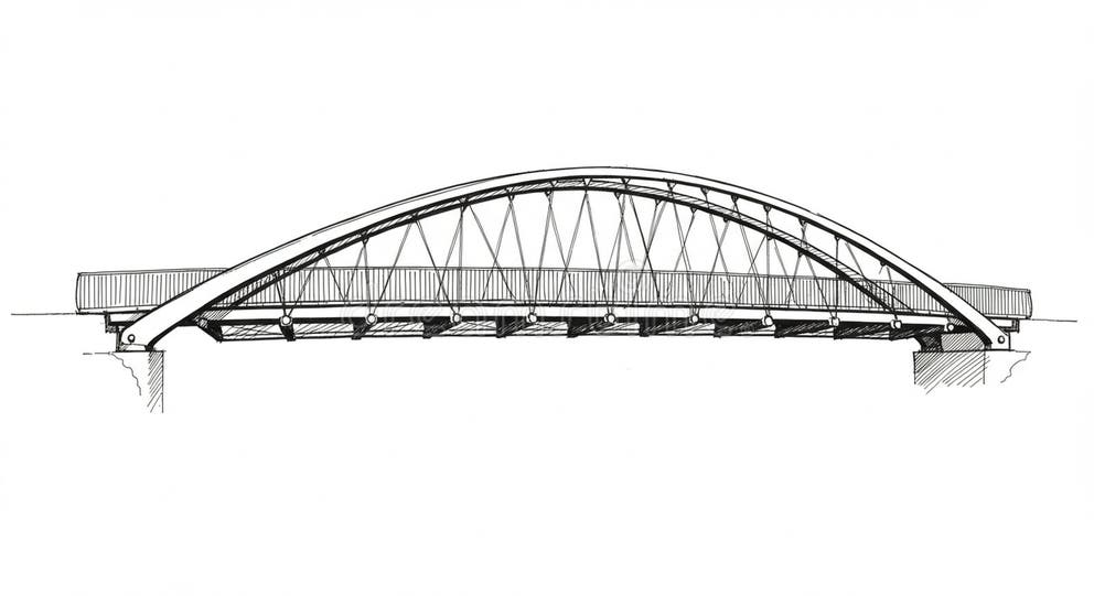 Illustration of an Arch Bridge Features a Single, Large Arched Support ...