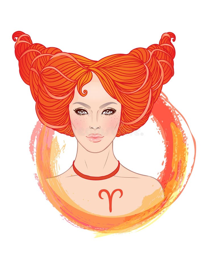 Leo Astrological Sign As A Beautiful Girl Stock Illustration