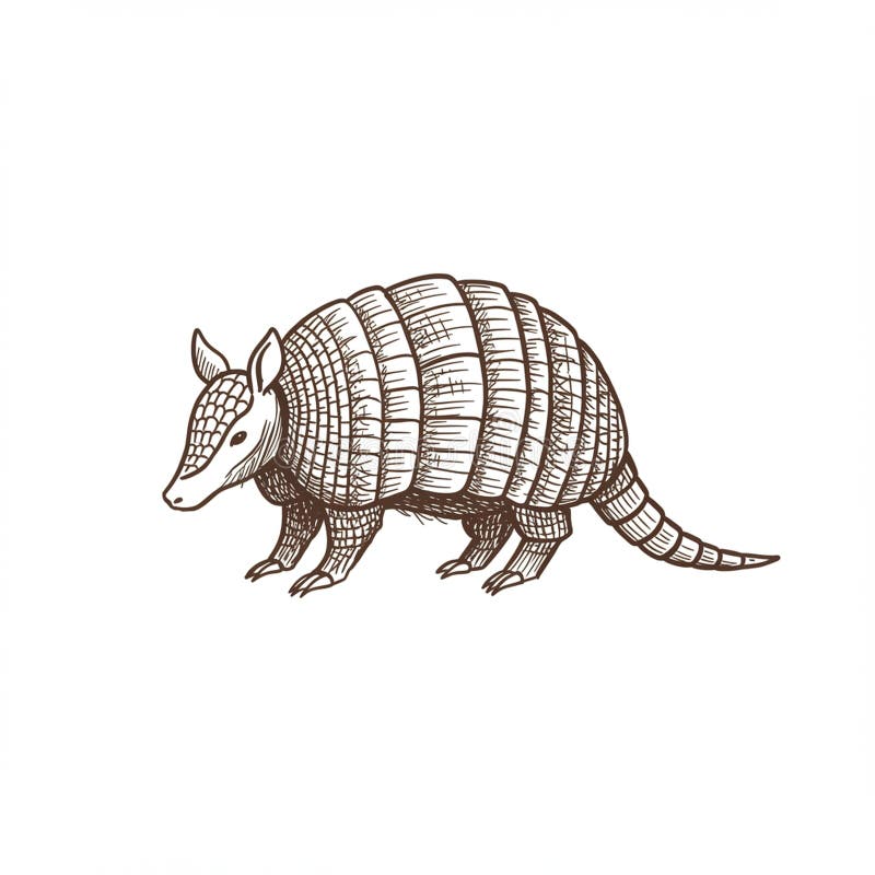 Illustration of an Armadillo with a Detailed Segmented Shell and Pointy ...
