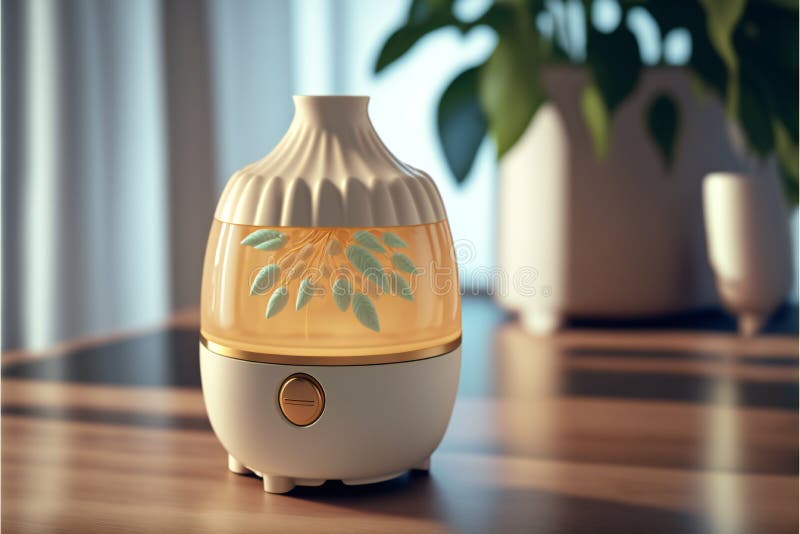 Aroma Oil Diffuser on Table at Home, 3d Rendering Stock Illustration ...
