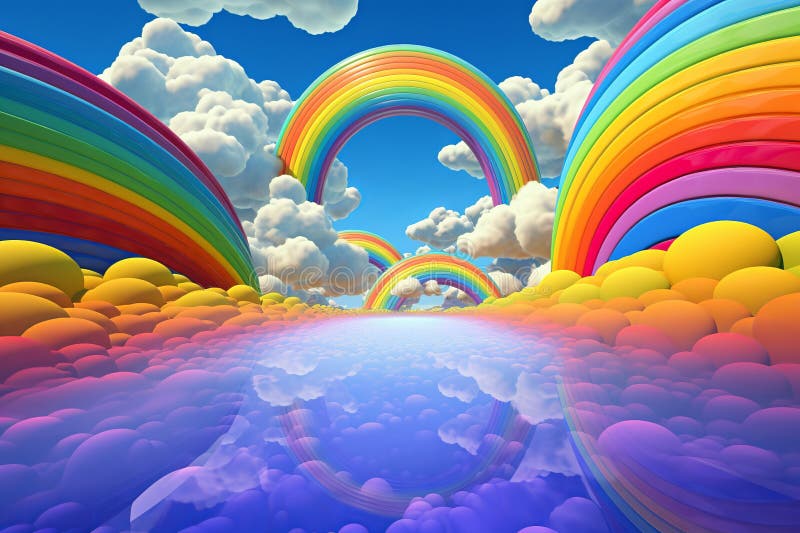 Illustration of Arranged in the Sky Stop Method Rainbow, Generative Ai ...