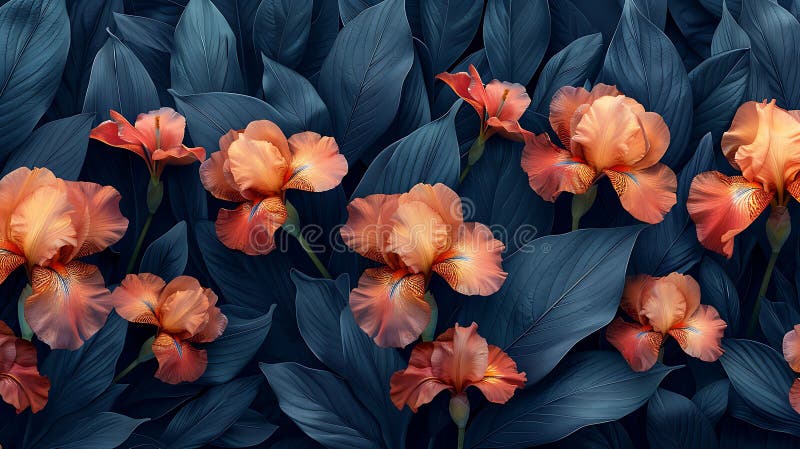 Illustration of an Array of Vibrant Irises Stock Illustration ...