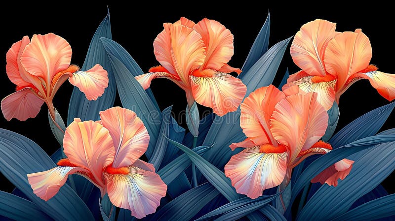 Illustration of an Array of Vibrant Irises Stock Illustration ...