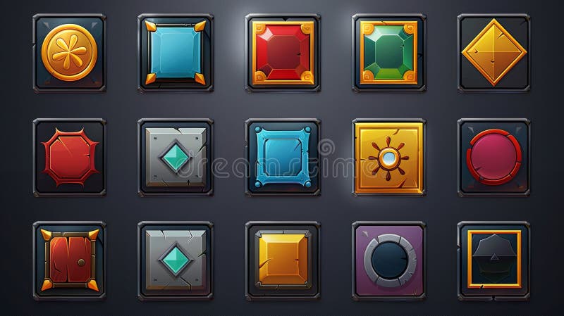 Illustration of Art Deco Style Borders for Rpg Interface Design. Square ...