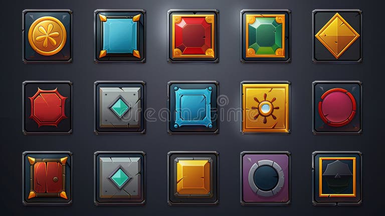 Illustration of Art Deco Style Borders for Rpg Interface Design. Square ...