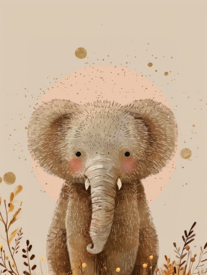 Sweet elephant in bloom stock illustration. Illustration of fantasy ...
