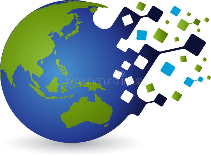 Pixel Art World Map with Cameras and Plants Stock Illustration ...