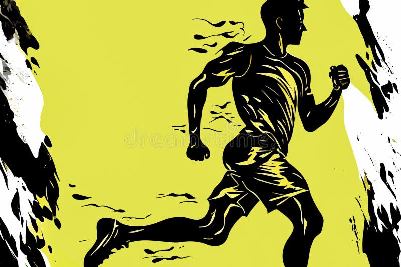 Illustration Art Running Man Silhouette. Generative AI Stock ...