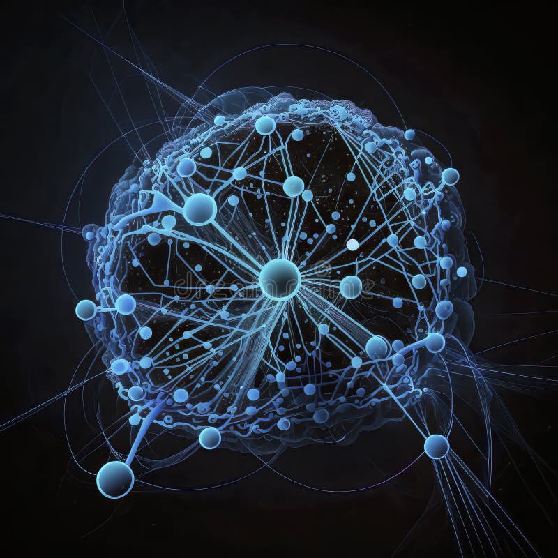 Illustration from Artificial Data Connection in Blue Colors on Black ...