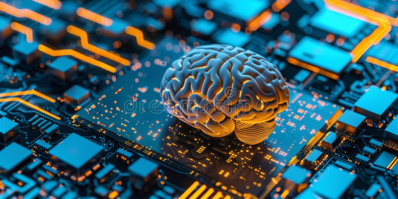 Illustration of Artificial Intelligence Brain on Circuit Board with ...